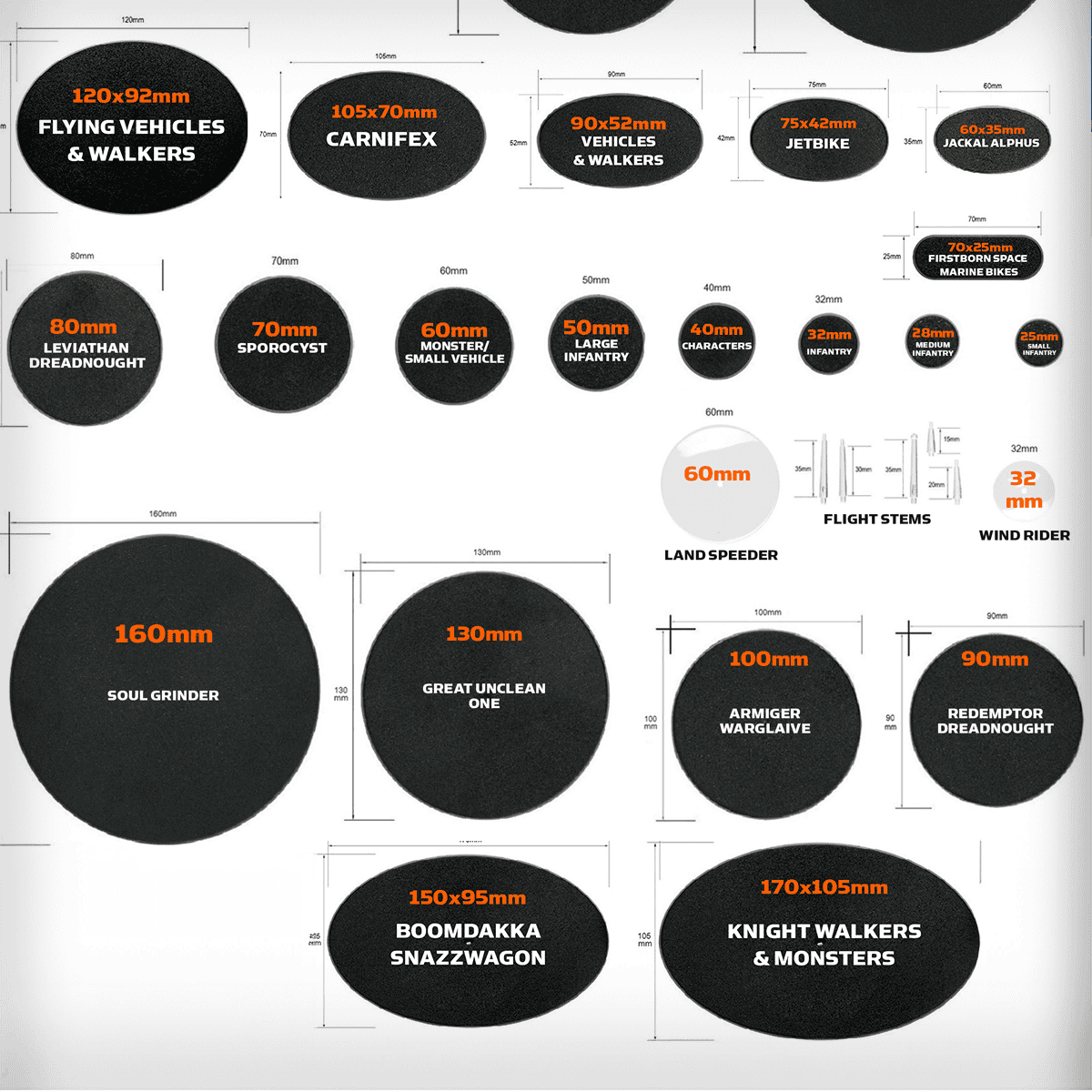GW Citadel Beveled Bases & Flying Stands – Spikey Bits